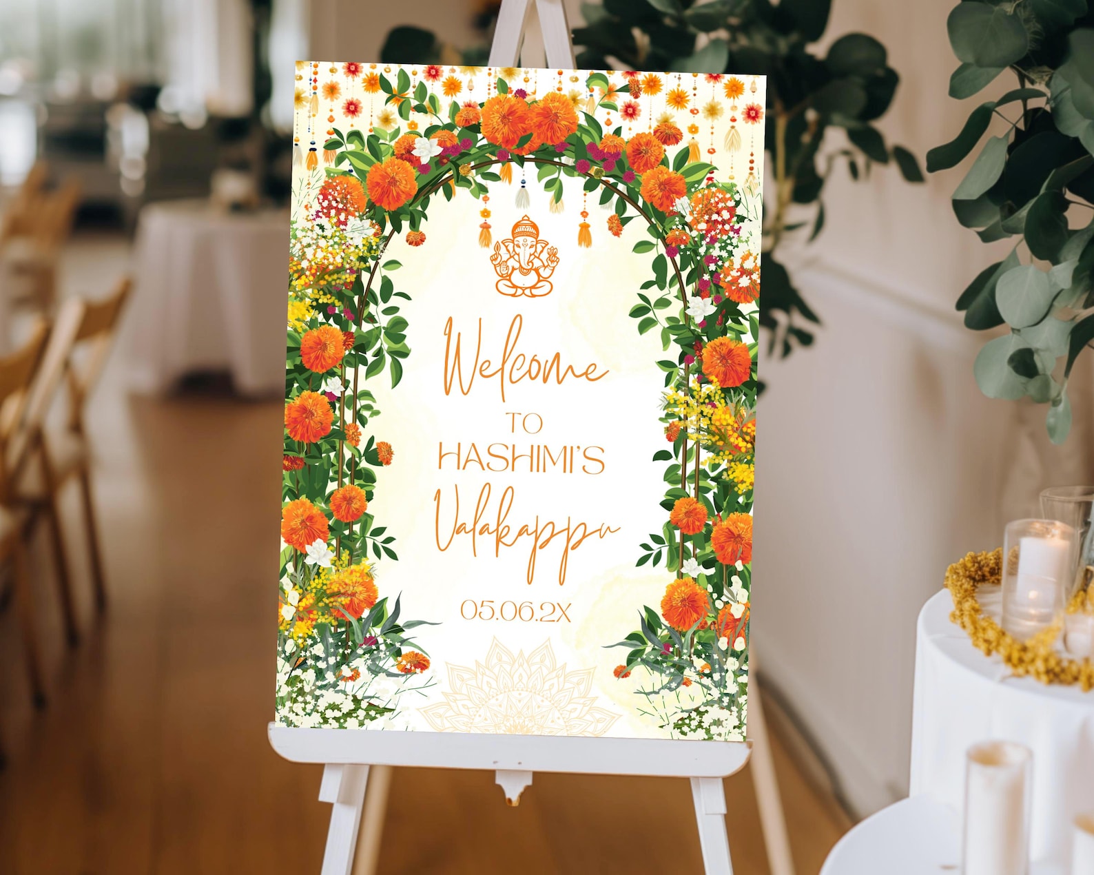 Seemantham Sign | Godh Bharai Board | Valaikappu Floral Sign | Indian ...