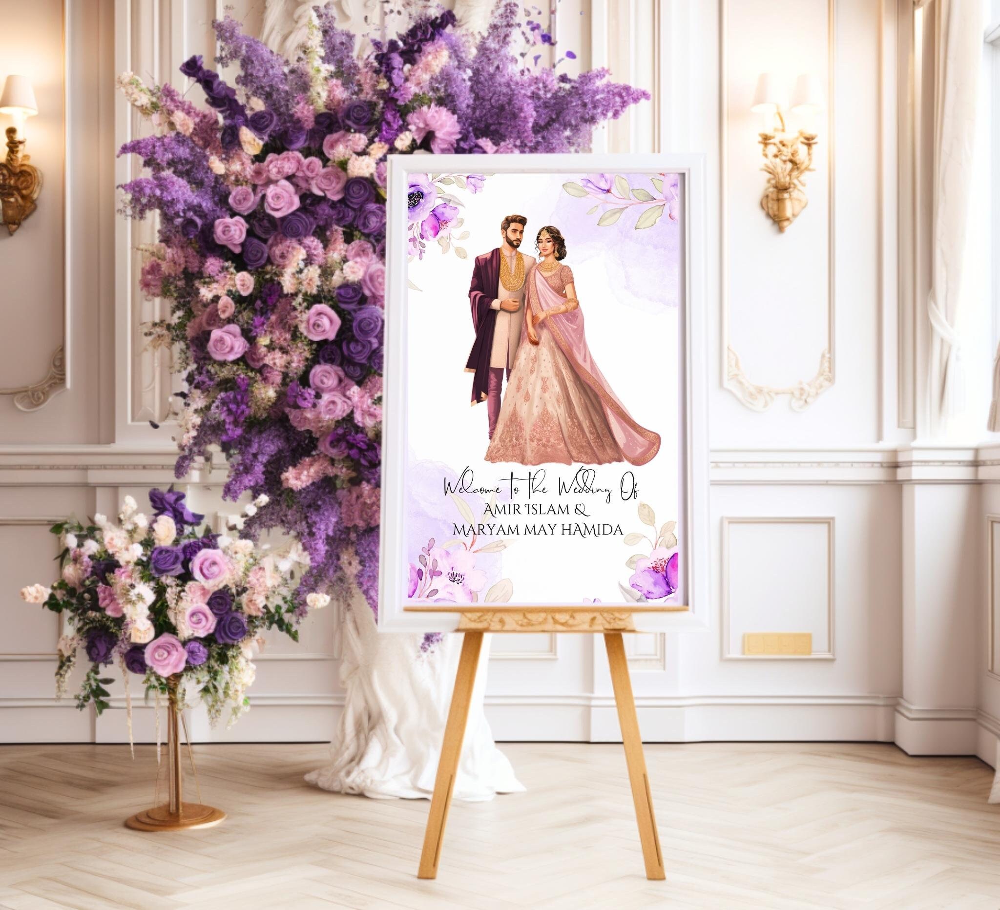 Nikkah Welcome Sign Indian Welcome Sign Customizable Ceremony Signage ...