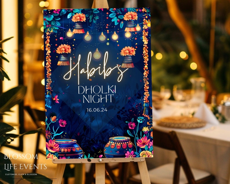 Dholki Night Sign for Groom Dholki Party Sign Dholak Board Mendhi ...