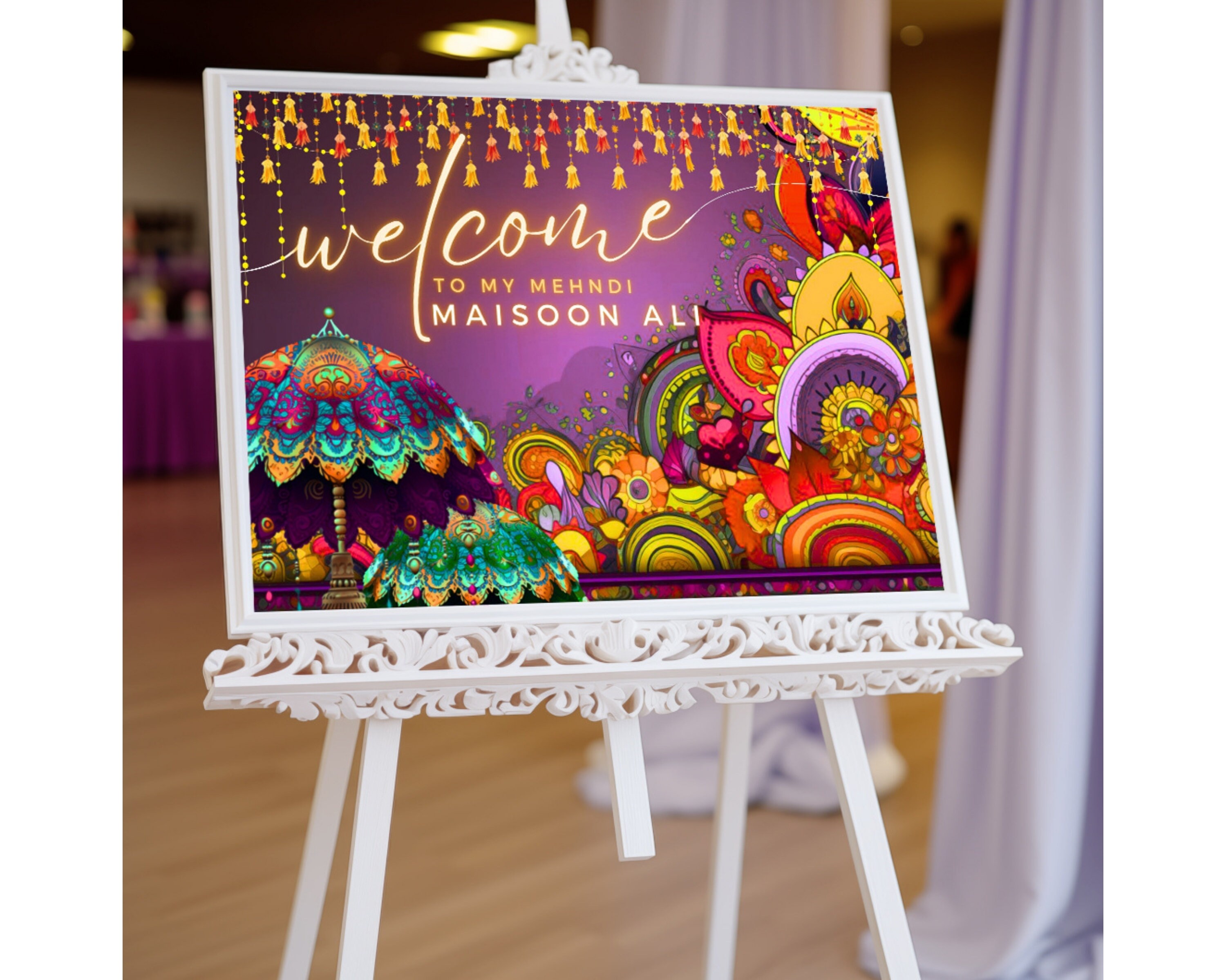 Colourful Indian Wedding Sign for Mehndi Bride and Groom Modern Shaadi ...