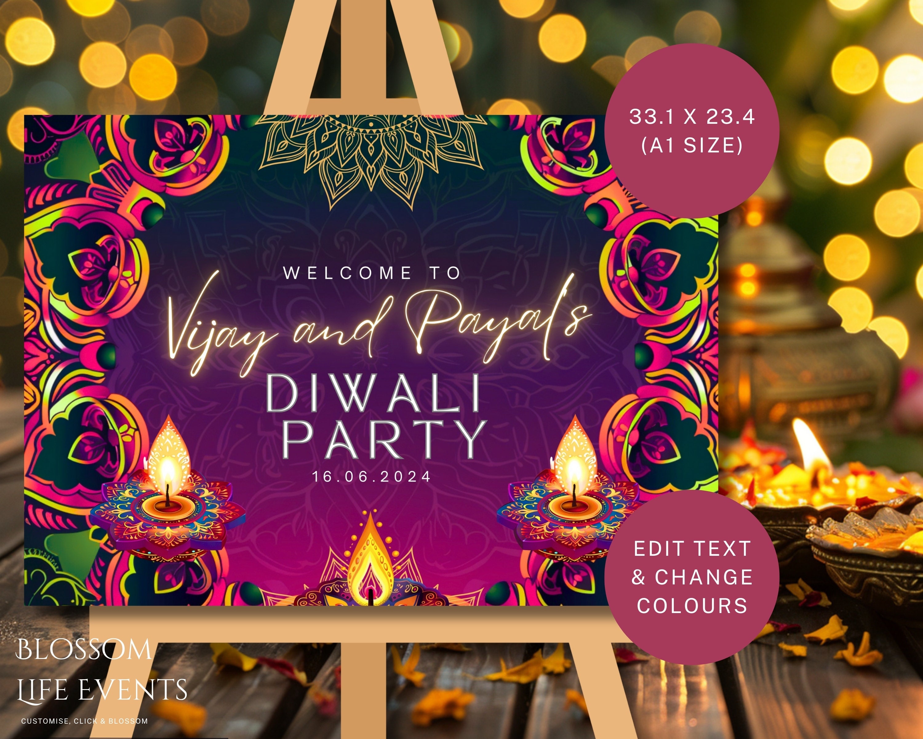 Diwali Welcome Sign for Diwali Party | Beautiful Diwali Sign | Diwali ...