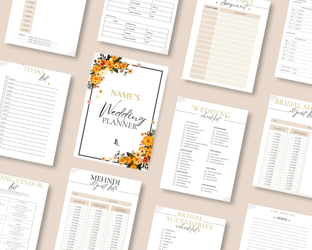 South Asian Wedding Planner Digital and Printable | Indian Wedding ...