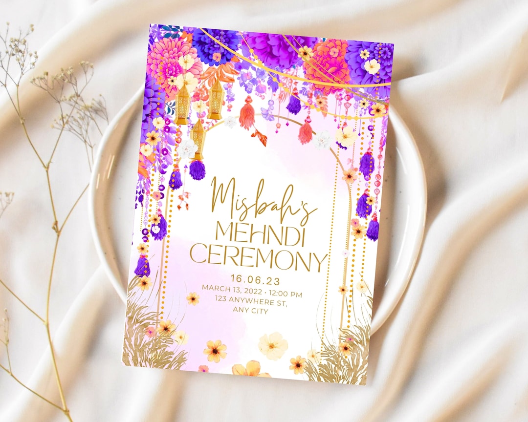 Elegant Mehndi Invite Digital and Printable | Mehndi Invite | Modern ...