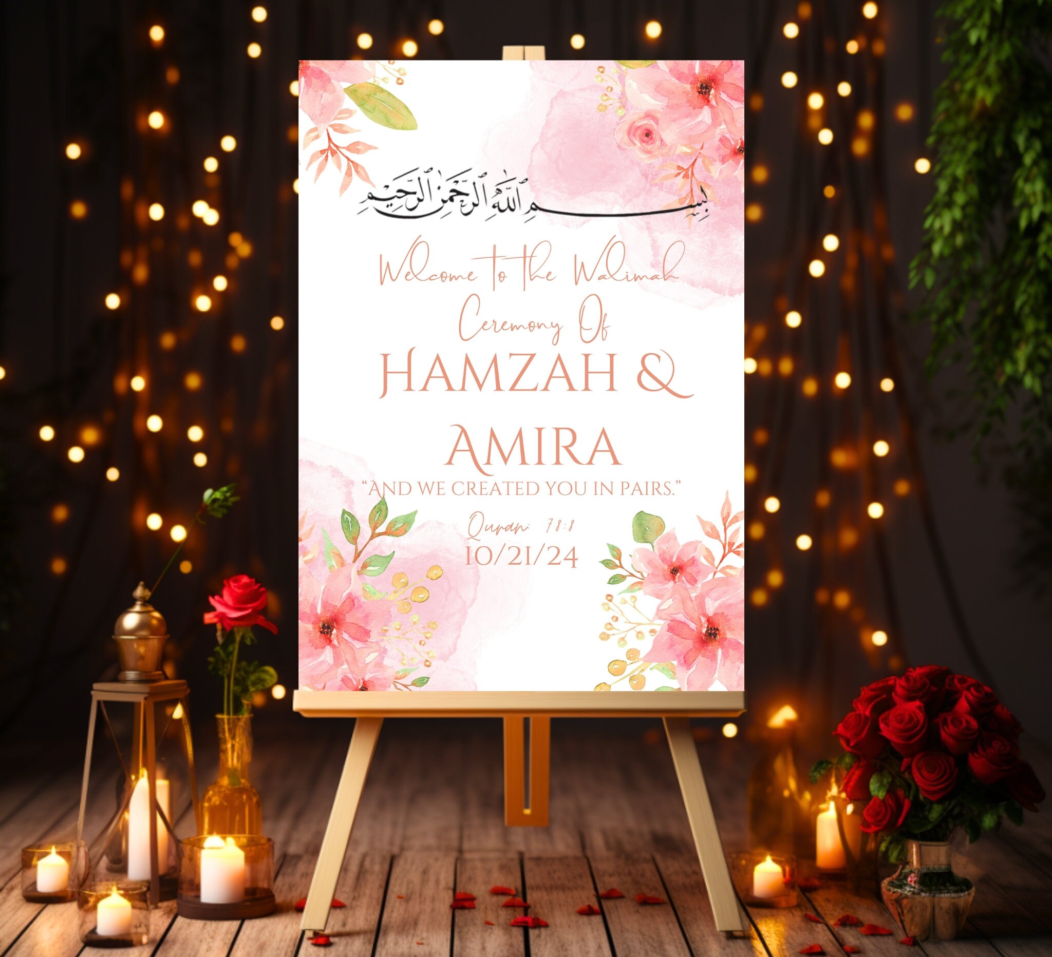 Nikkah Welcome Sign | Customizable Wedding Sign | Instant Download ...