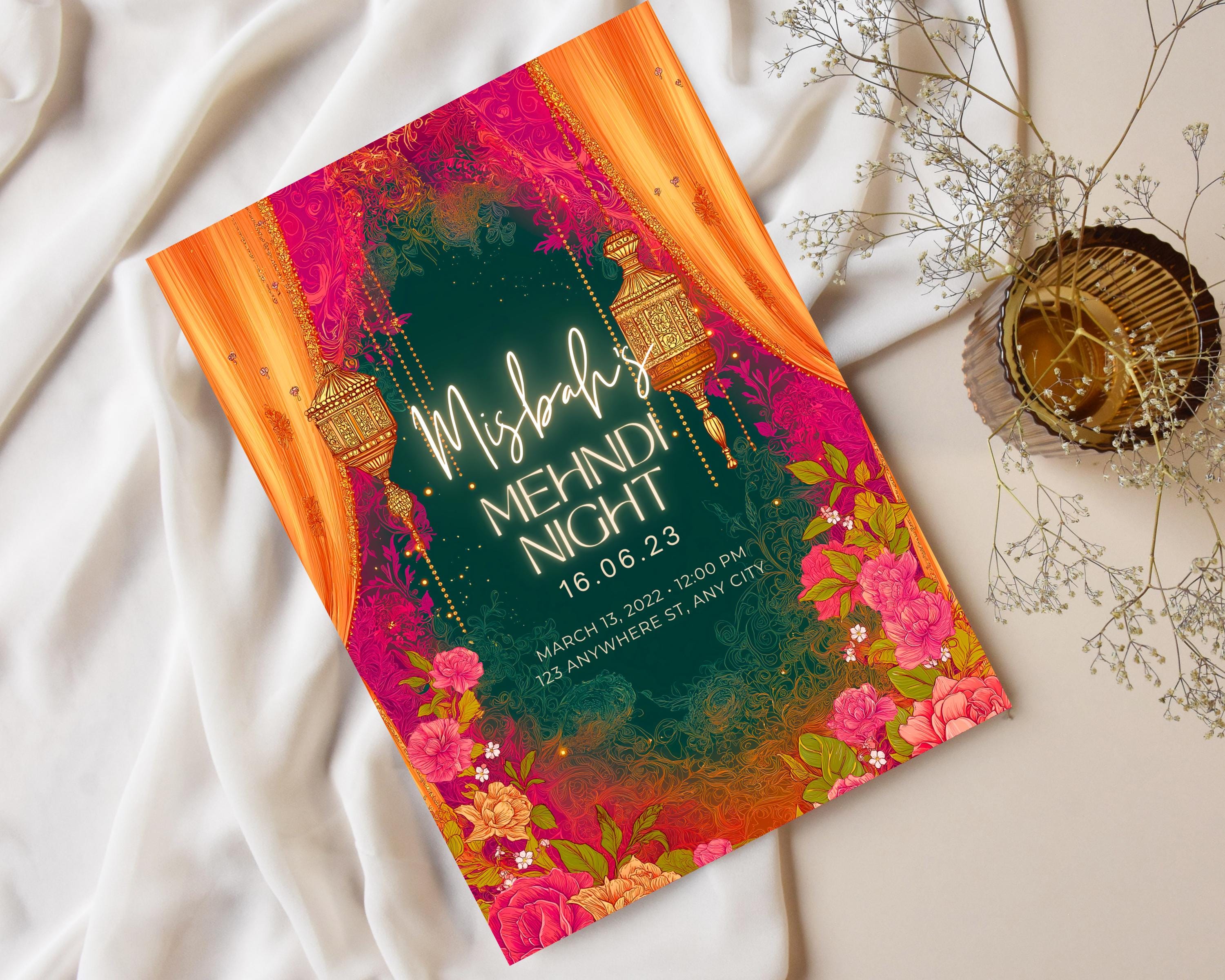 Mehndi Invitation | Modern Mehndi Invite | Editable Mehendi Template ...
