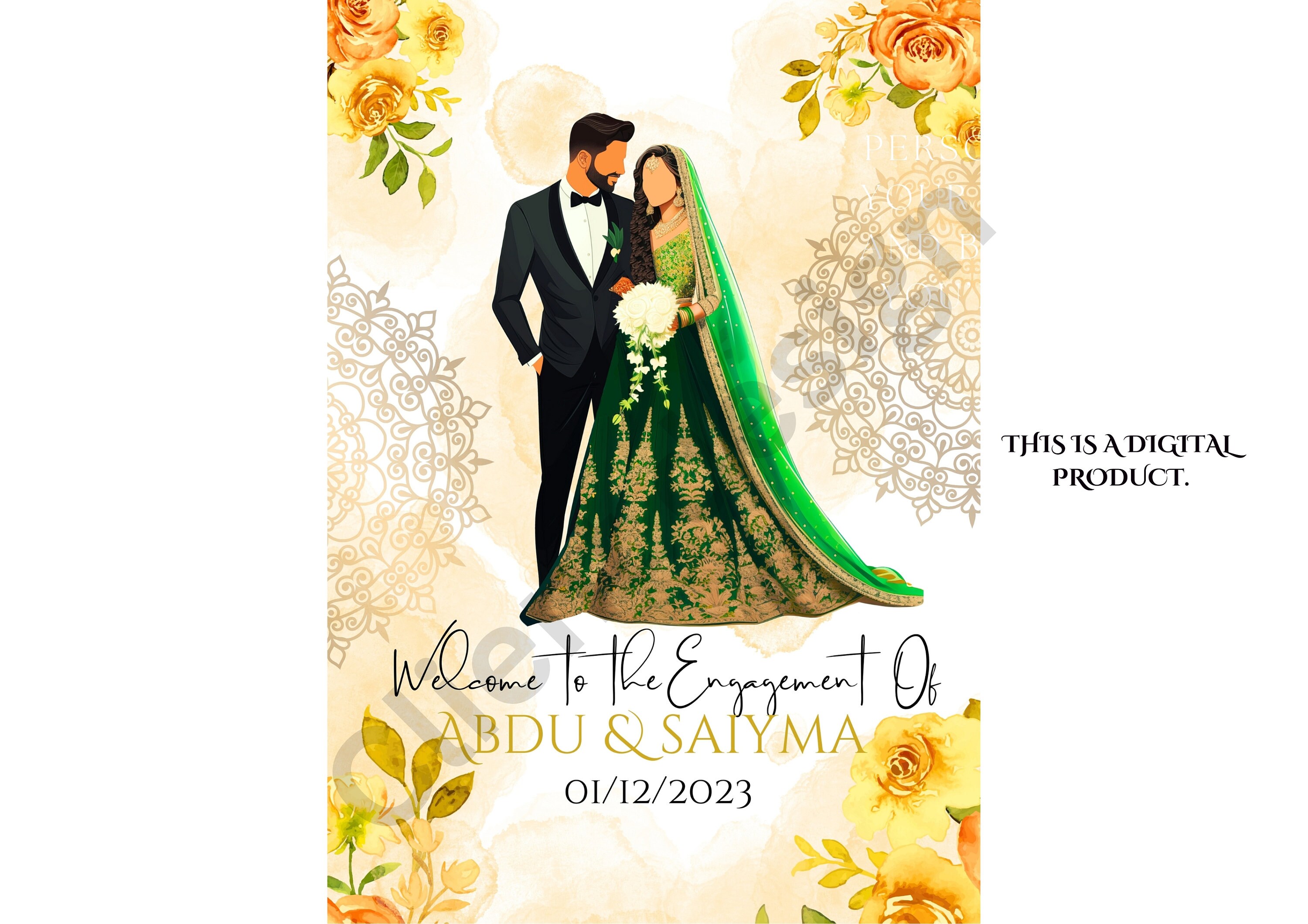 Customizable Digital Indian Wedding Sign Entrance Signboard for Nikkah ...