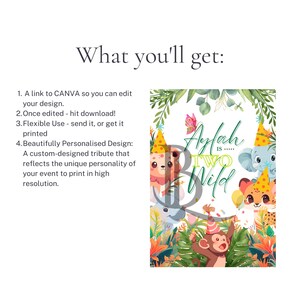 EDITABLE Safari Party Sign, Jungle Two WILD Animal Invite, Animal ...