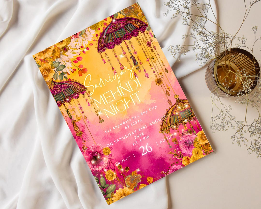 Mehndi Digital Card - for Mehndi Ki Raat - Vibrant Mehendi Invite - Etsy