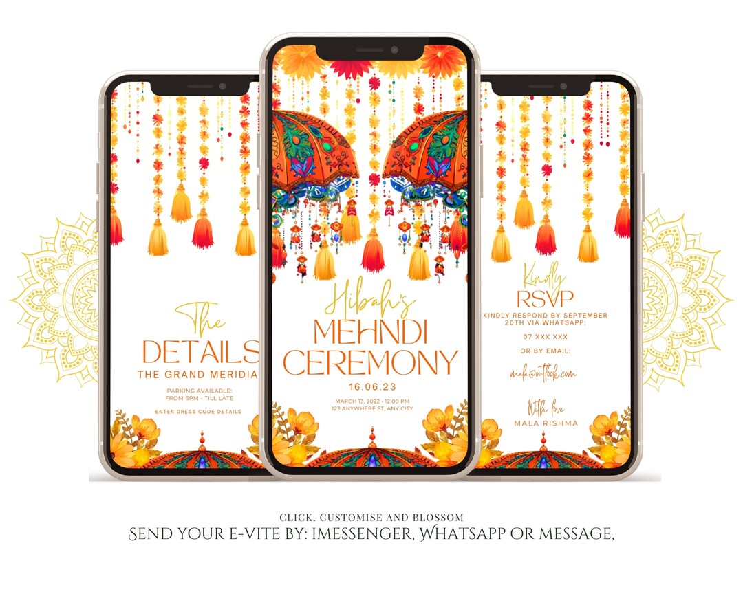 Mehendi Invite | Modern Mehndi Invitation | Printable Digital Design ...
