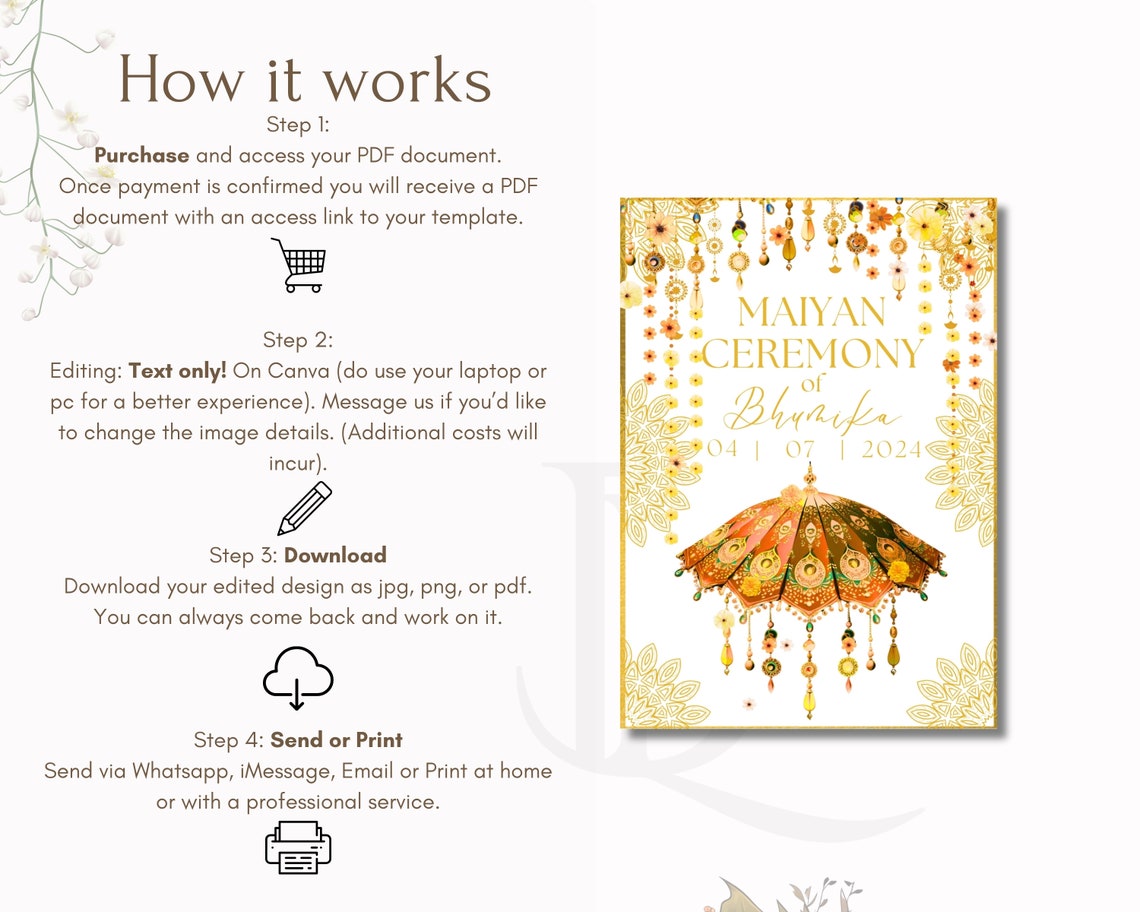 Mayoun Invite Template for Indian Pakistani Mayan Party Beautiful ...