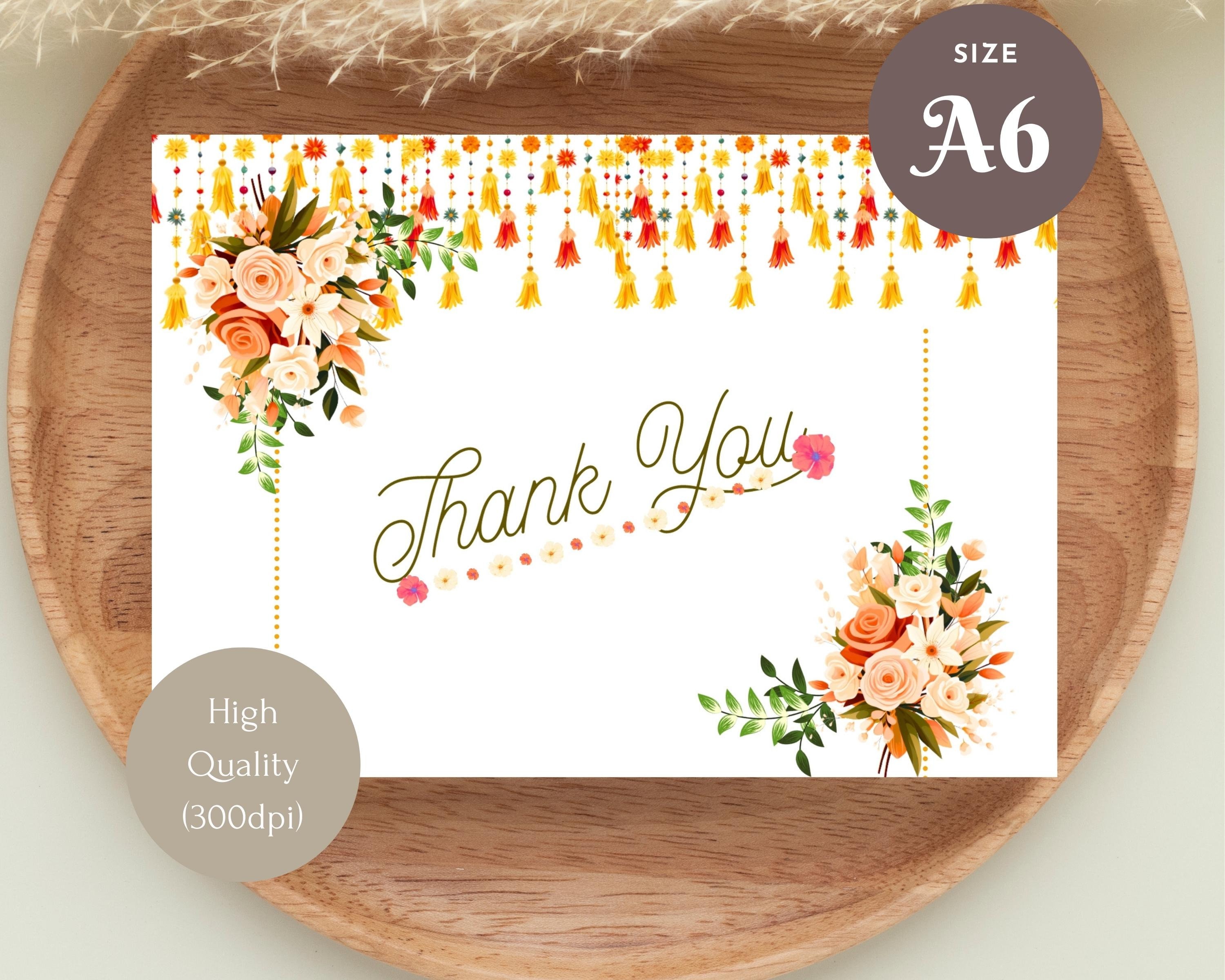 Mehndi Thank You Card Printable Sangeet Thankyou Card - Etsy