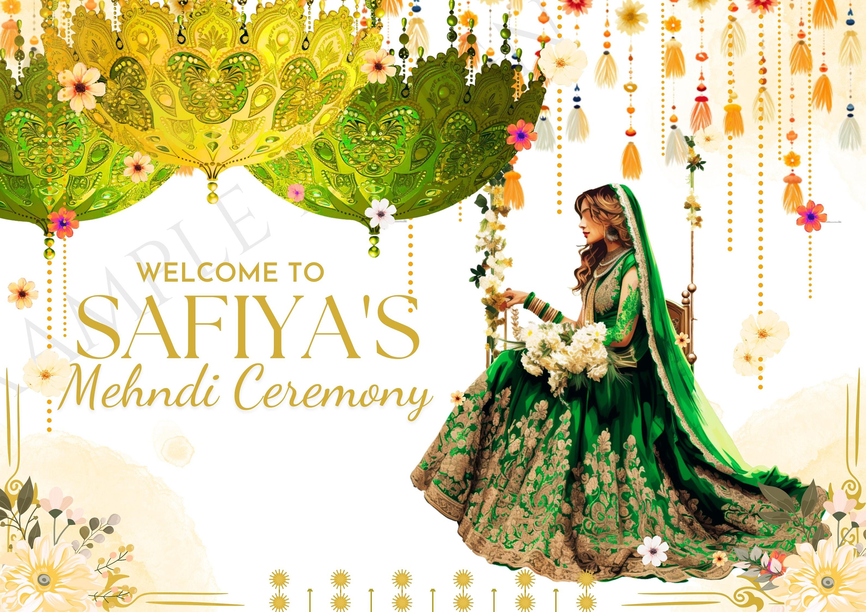 Mehndi Signboard Custom Mendhi Wedding Sign Customisable Mendi Sign ...