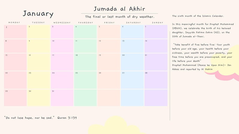 Islamischer Kalender 2024 Hijri Calendar 2024 Islamic Calendar 1445 ...