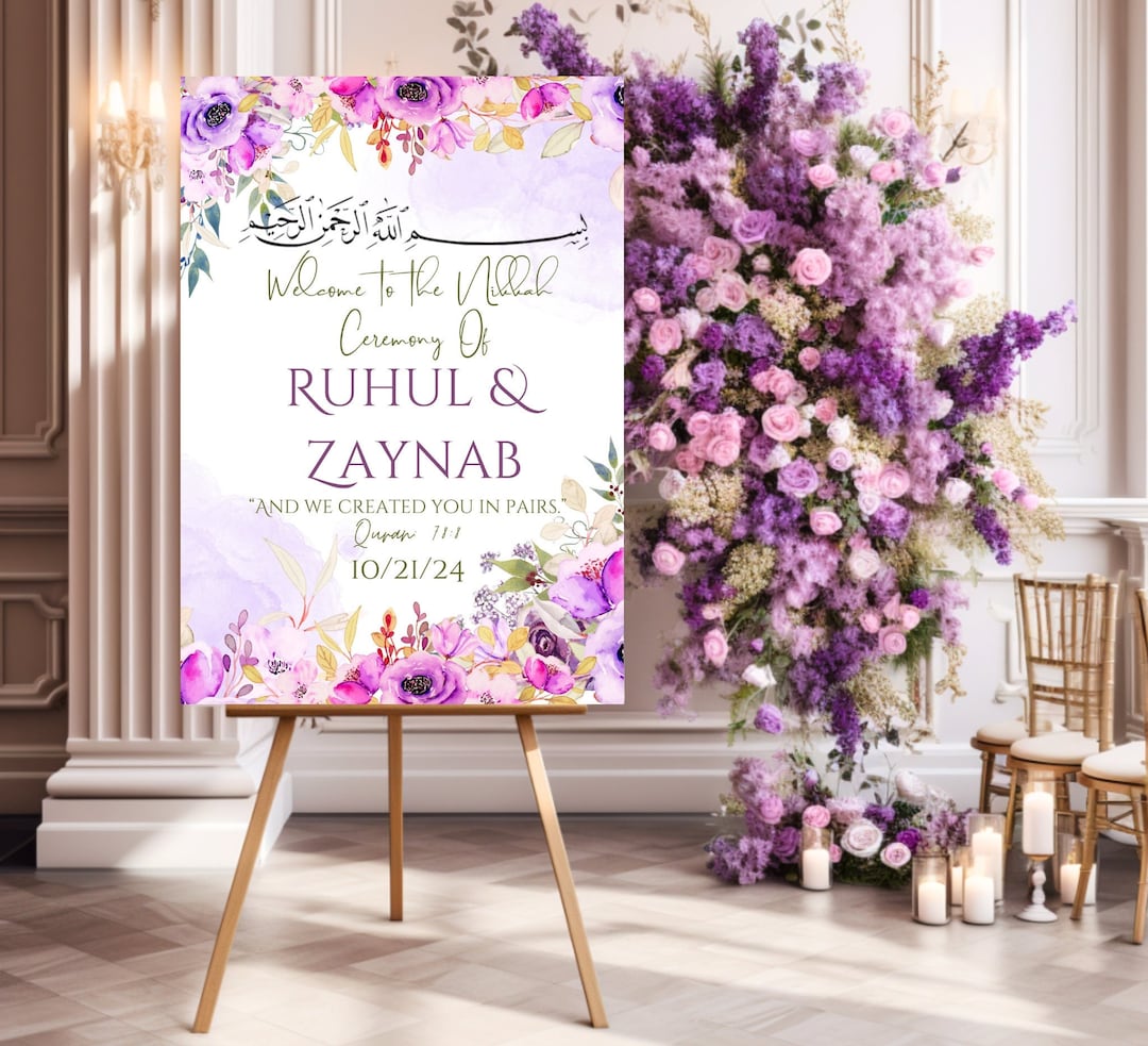 Nikkah Welcome Sign | Customizable Wedding Sign | Instant Download ...