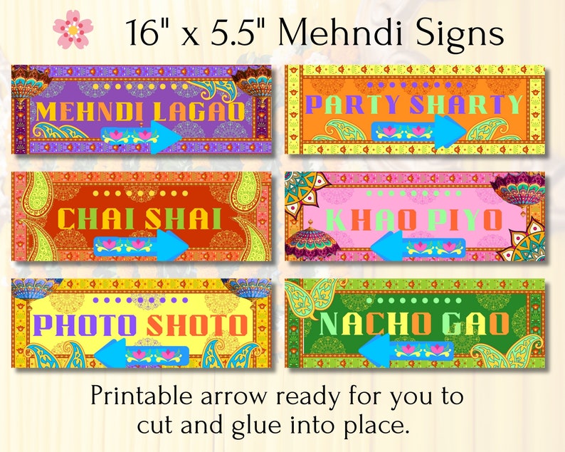 Quirky Mehndi Signs | Directional Signs for Dholki - Etsy