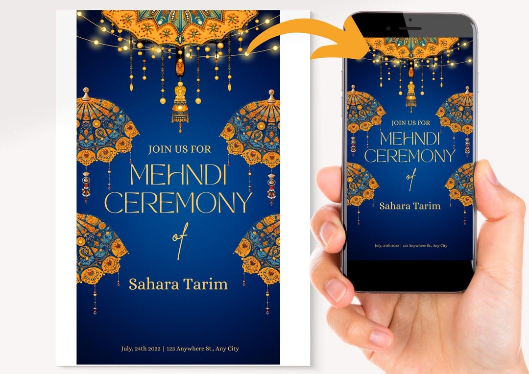Mehndi E-vite | Indian Wedding Invitation | Printable Digital Design ...