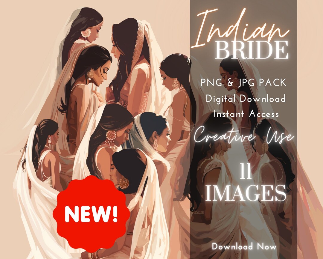 Bride Clipart | Bride Traditional Illustration | Indian Bride | Desi ...