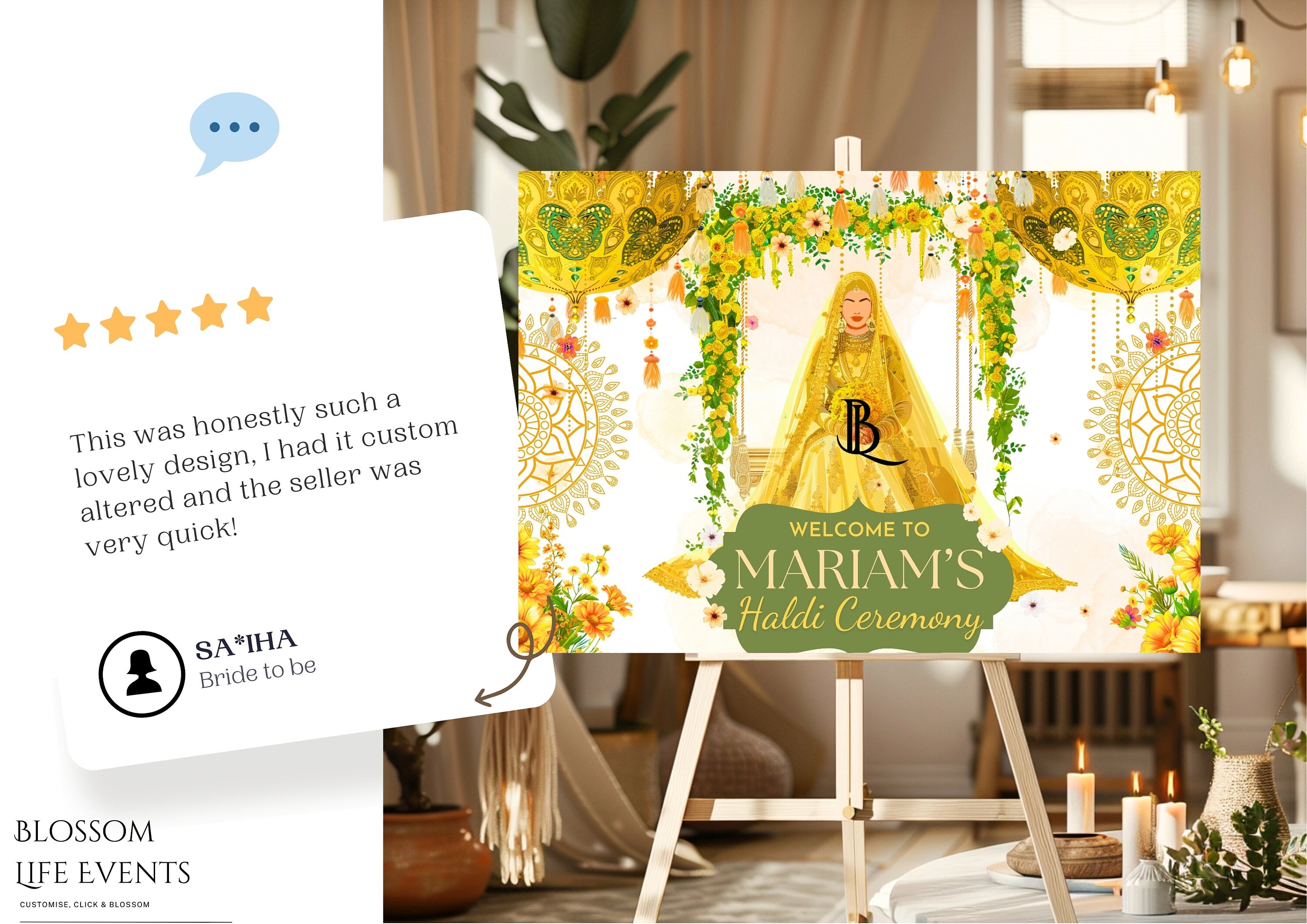 Haldi Welcome Sign for Muslim Bride Floral Sign Decor Haldhi Banner ...