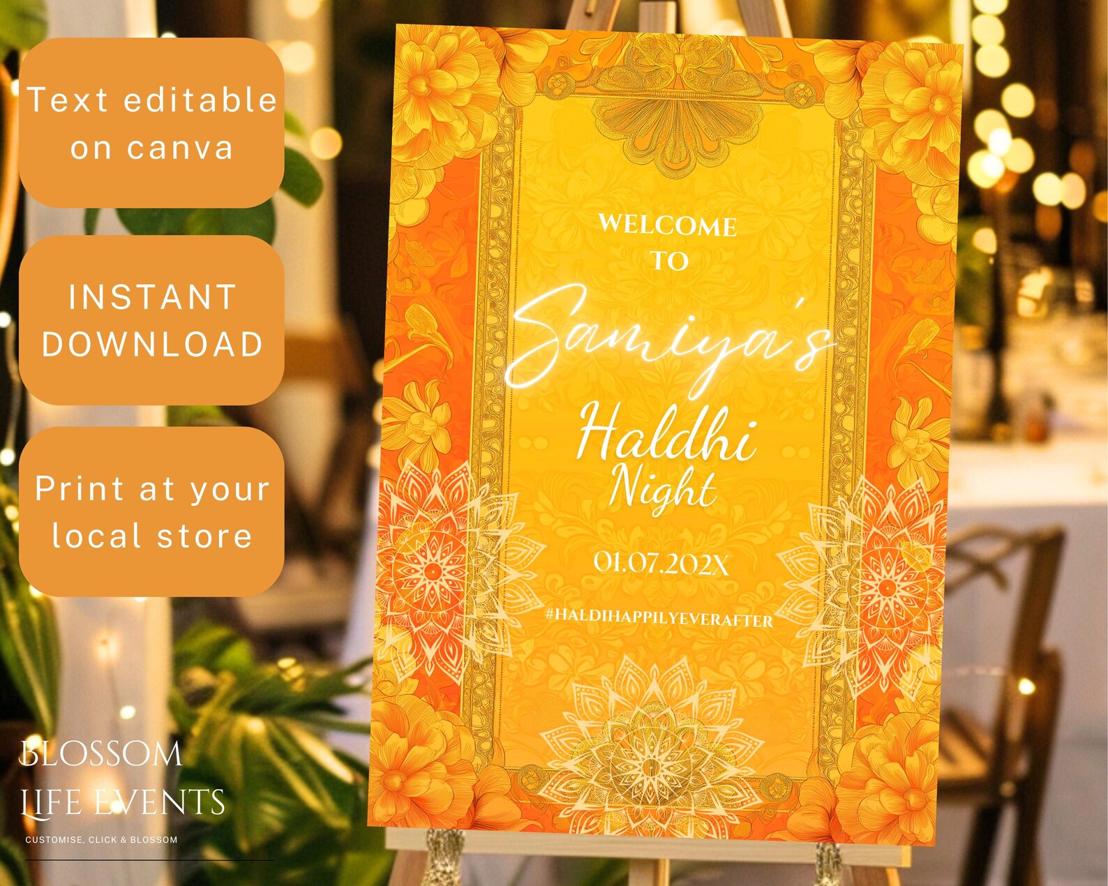Haldi Sign | Haldhi Party Sign | Haldi Raat Board for Indian Wedding ...