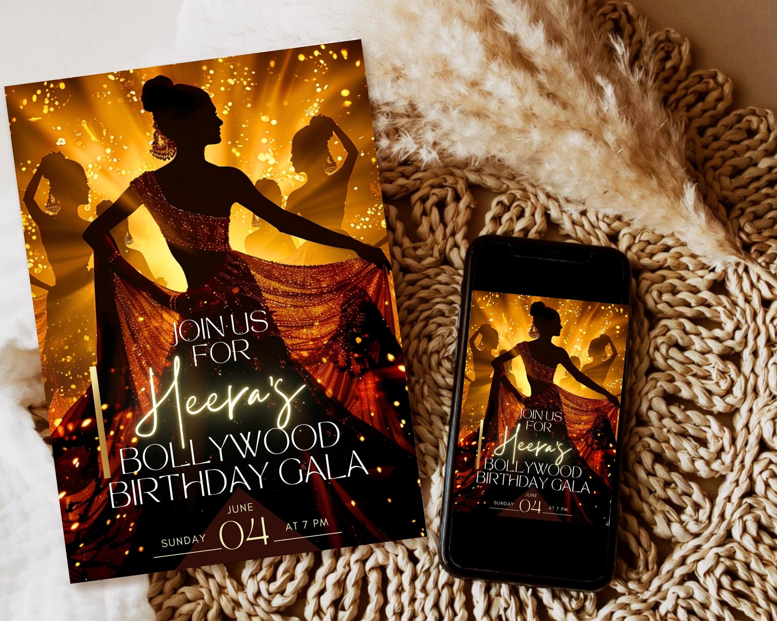 Bollywood Birthday Invite Card | Bollywood Theme Birthday Invite ...