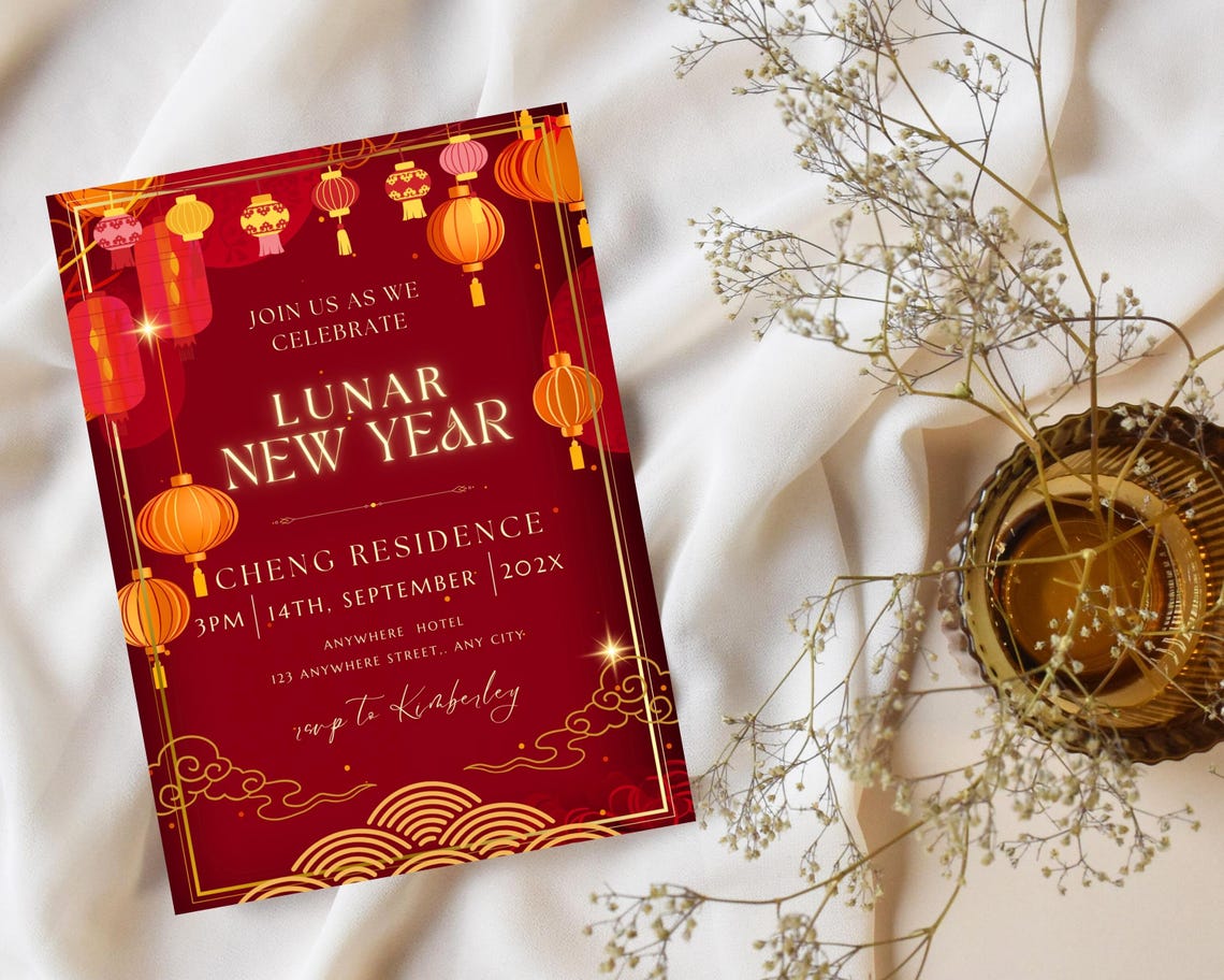 Vietnamese New Year Invite Lunar New Year Party Invitation, Tet ...