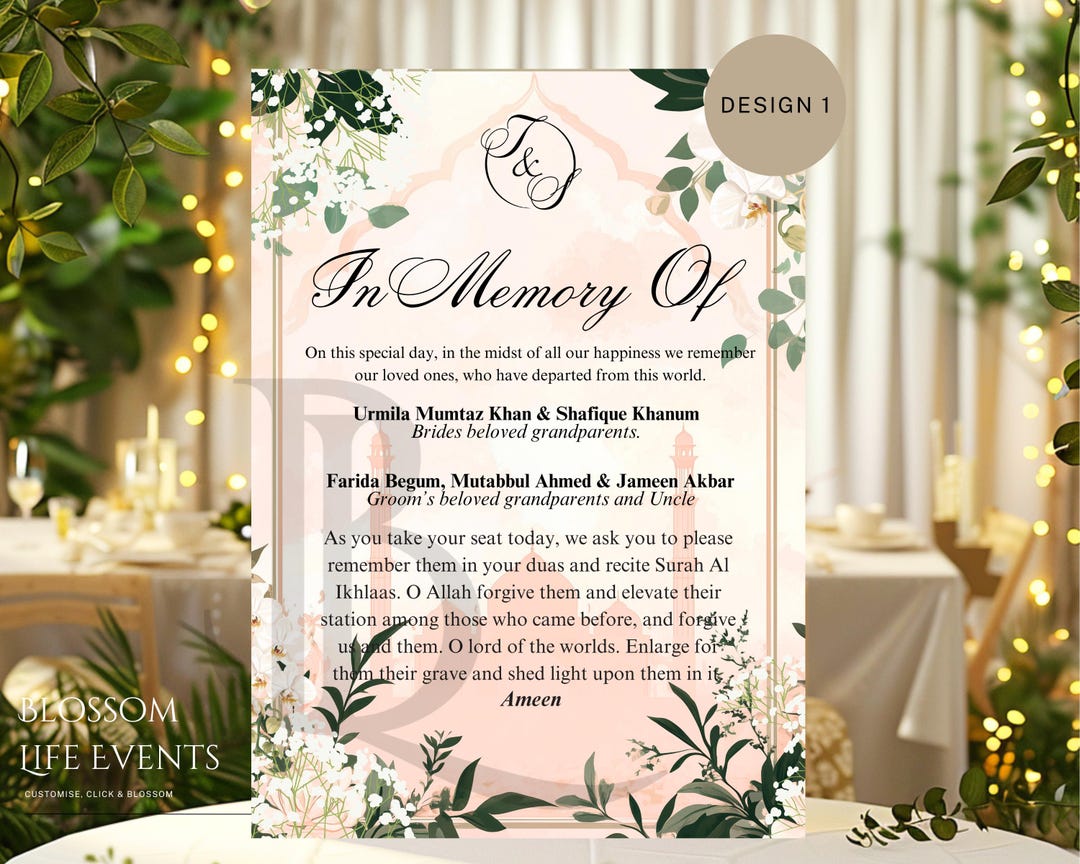 Personalised in Memory of Sign, Printable in Loving Memory Sign for ...