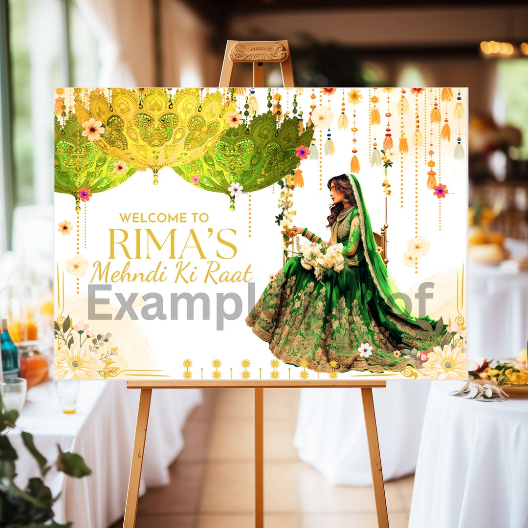 Customisable Mehndi Welcome Sign | Custom Mendhi Wedding Sign ...