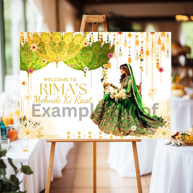 Customisable Mehndi Welcome Sign | Custom Mendhi Wedding Sign ...