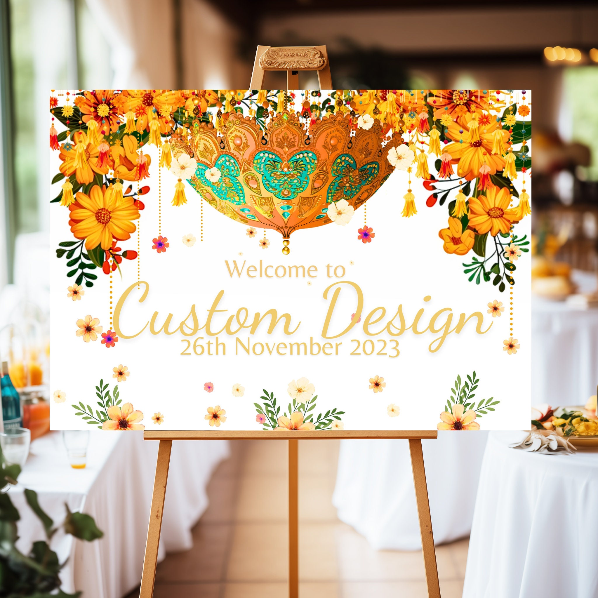 Mendhi Welcome Sign | Mehendi Signboard | Editable and Printable ...