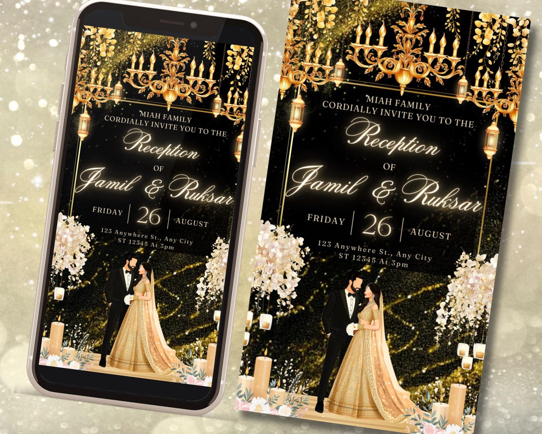 Reception Invitation Indian Reception Invite | Template Nikkah Walimah ...