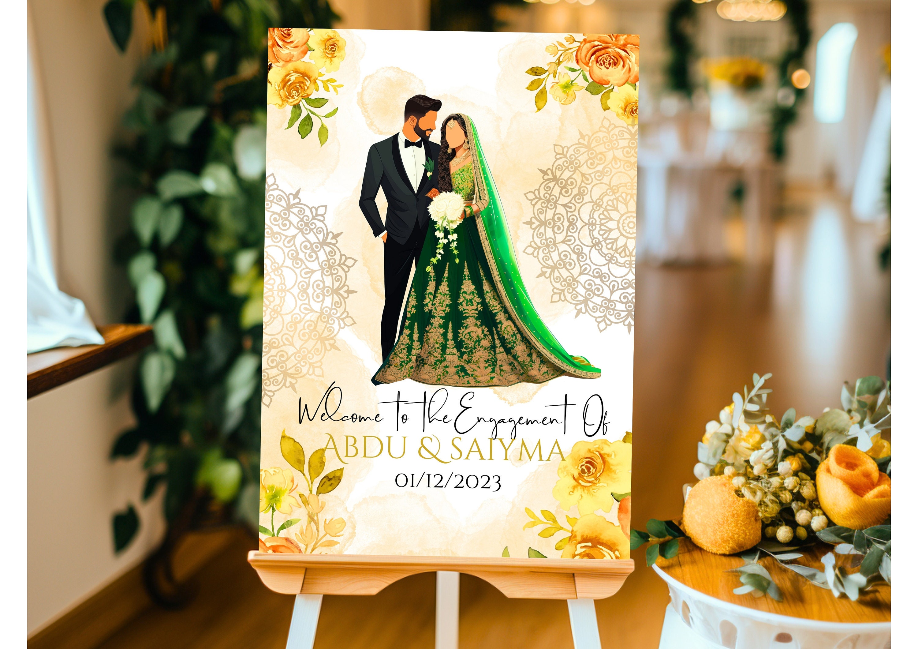 Customizable Digital Indian Wedding Sign Entrance Signboard for Nikkah ...