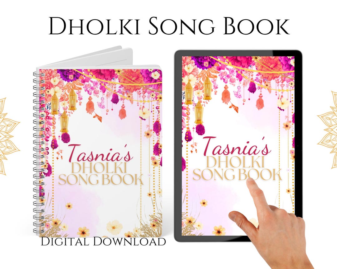 Modern Dholki Song Book Digital Printable Pink Song Book Dholak Songs ...