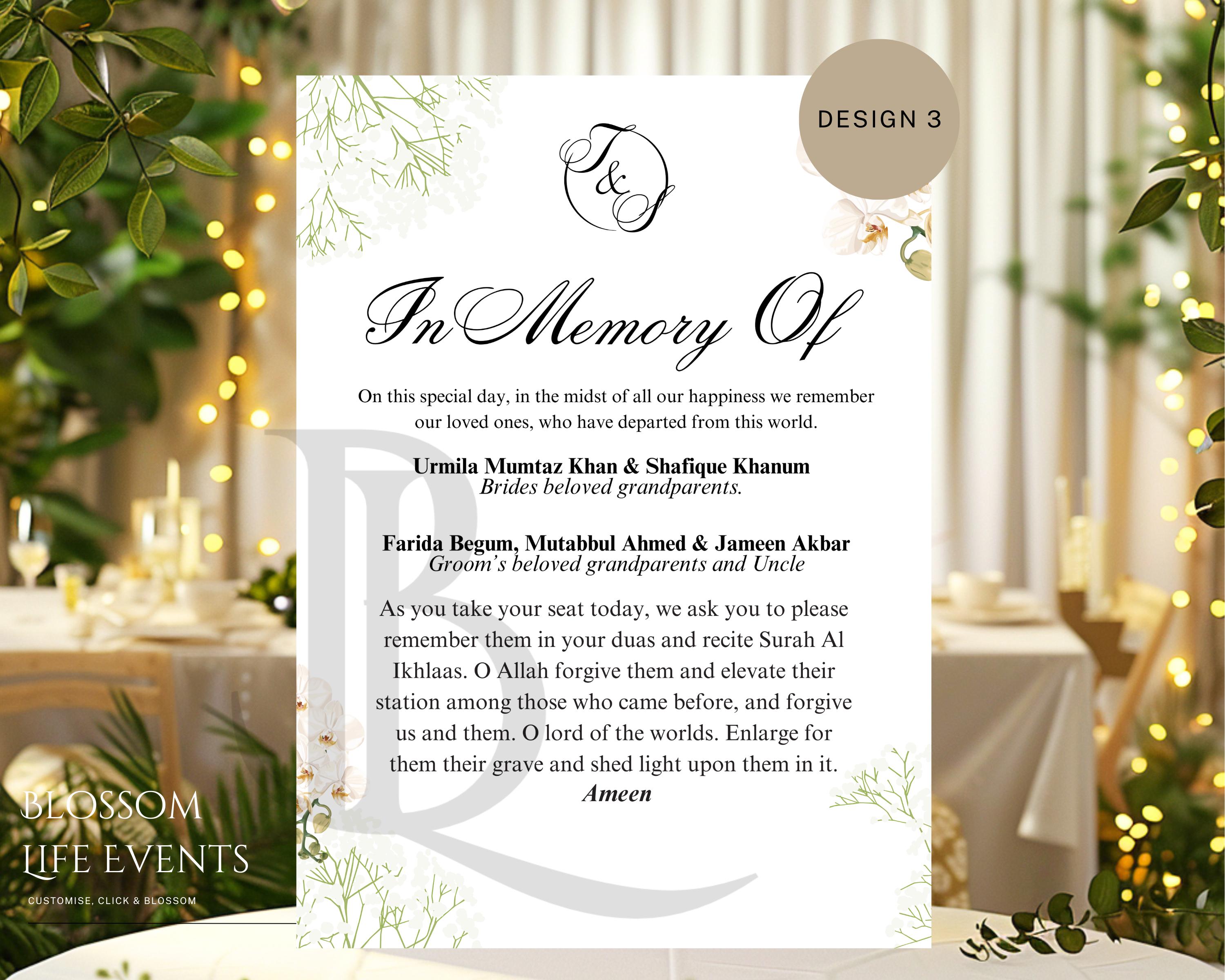 Personalised in Memory of Sign, Printable in Loving Memory Sign for ...