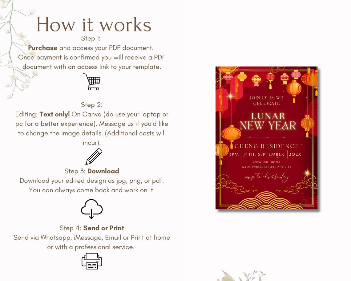 Vietnamese New Year Invite Lunar New Year Party Invitation, Tet ...