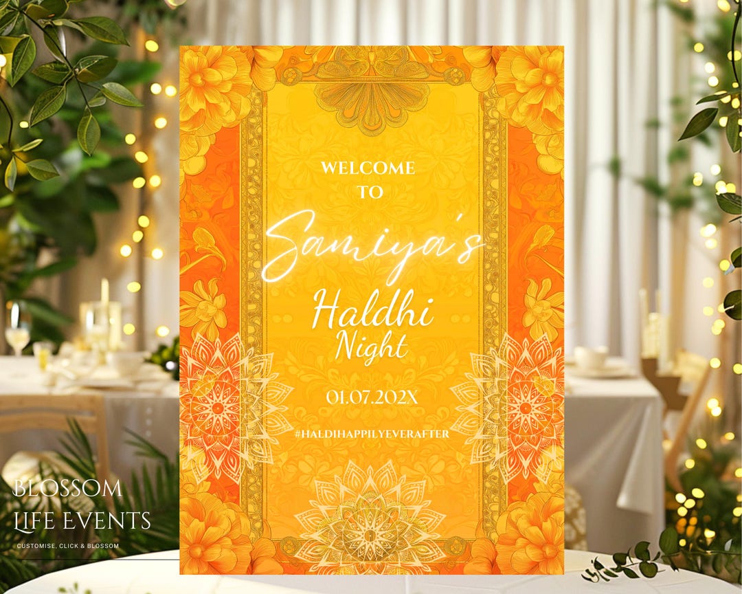 Haldi Sign | Haldhi Party Sign | Haldi Raat Board for Indian Wedding ...