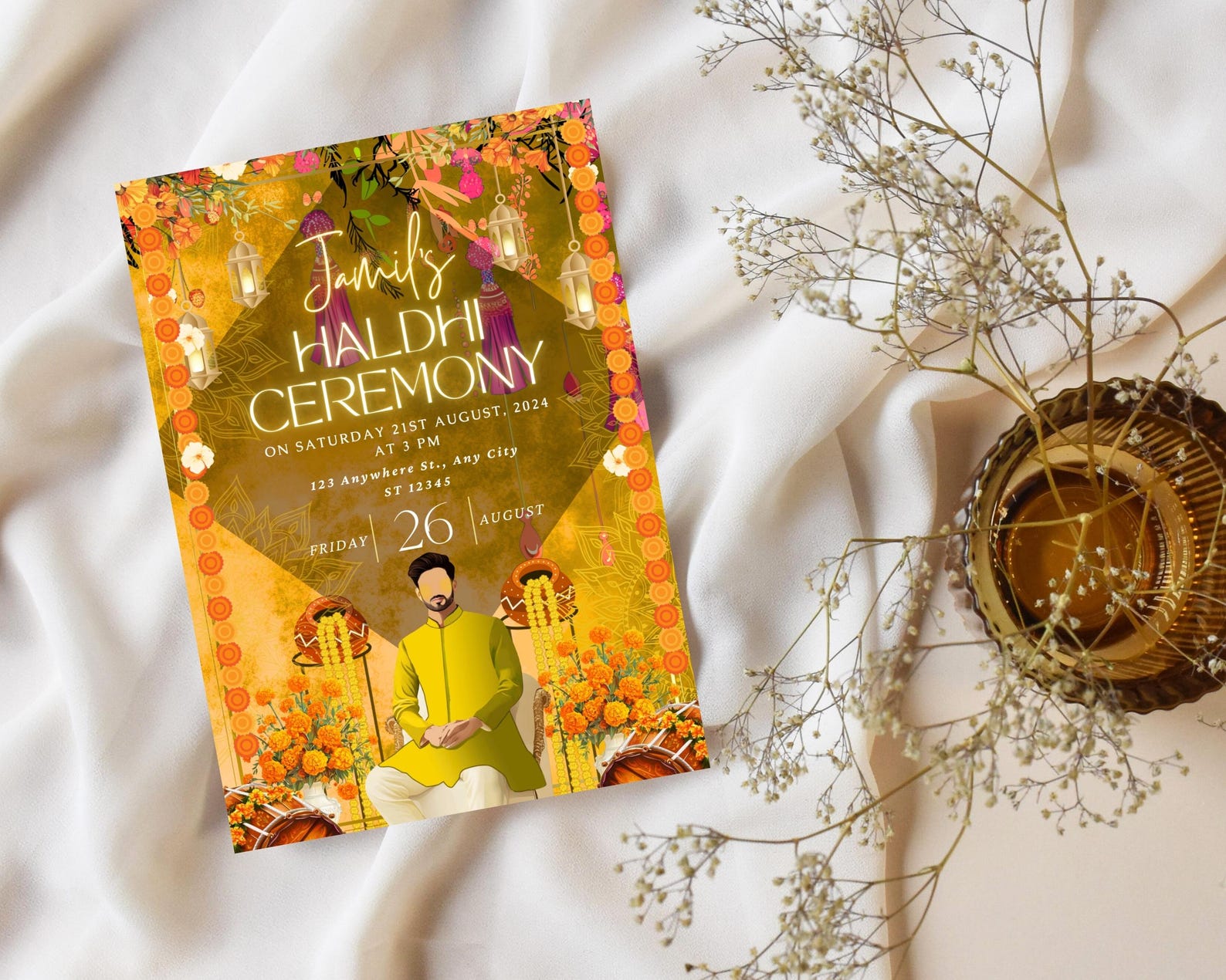 Haldi Invite for Groom | Haldhi Party Sign | Haldi Invitation Template ...