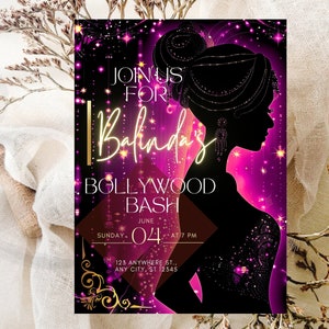 Bollywood Birthday Invite Card Bollywood Theme Birthday Invite for ...
