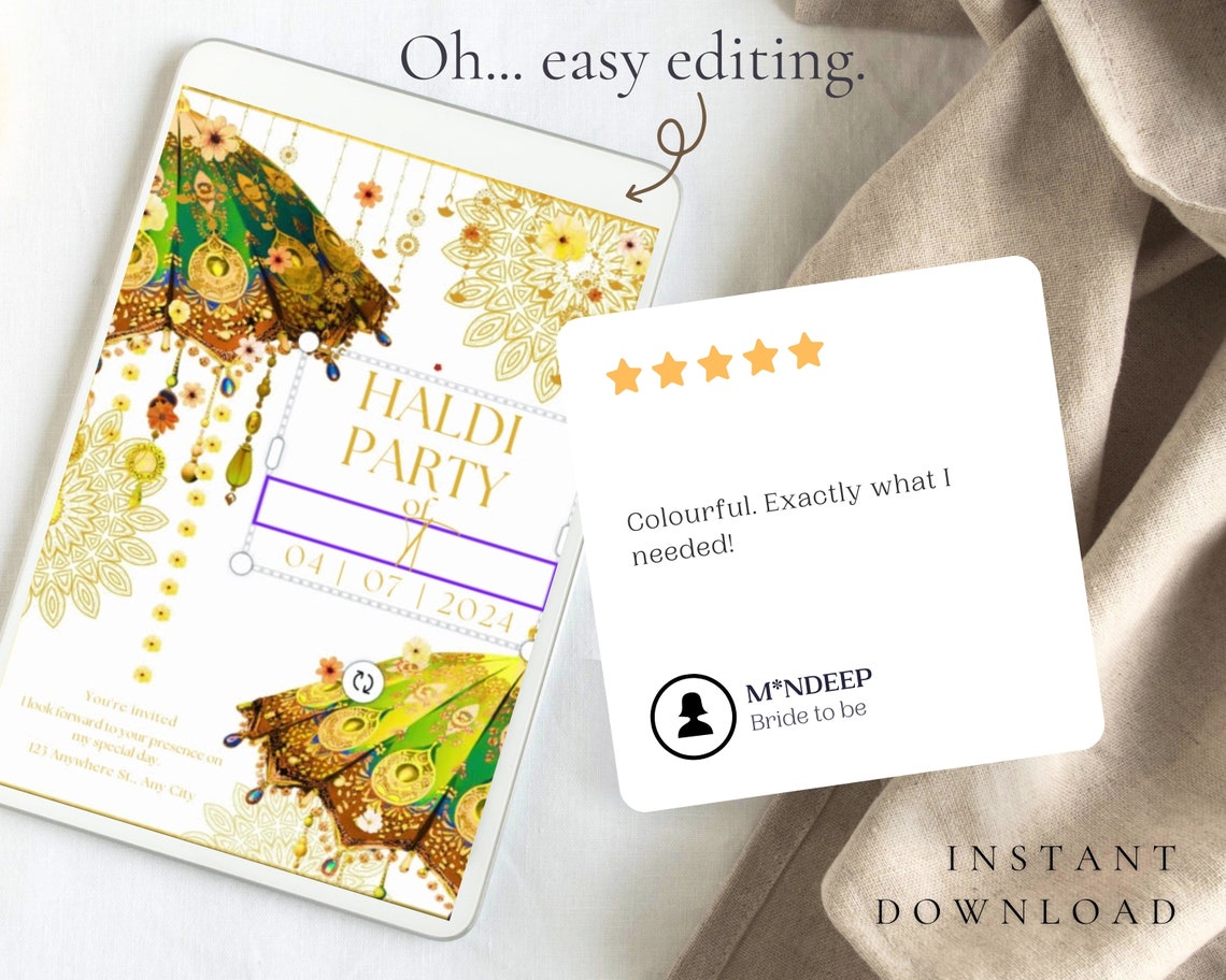 Haldi Invitation Card Canva Template Floral Haldhi Invitation for ...