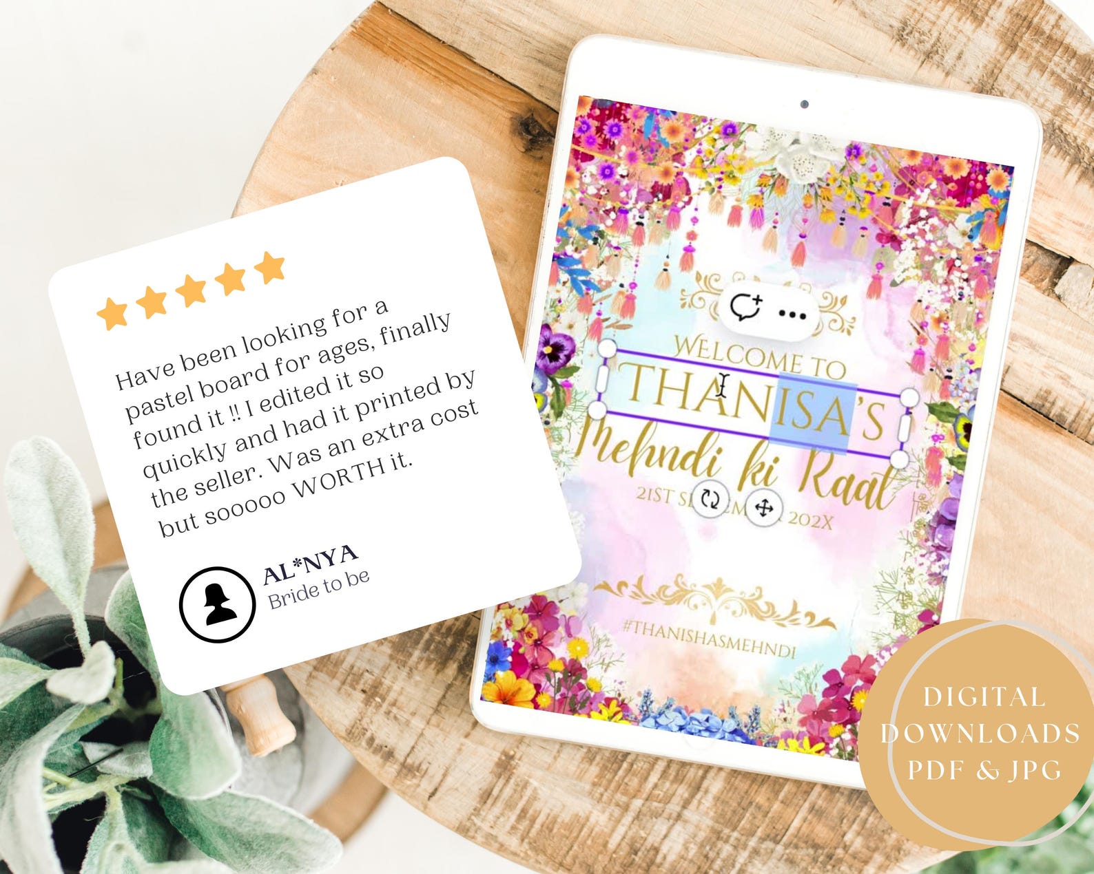 Mendhi Sign Pastel Floral Mehendi Welcome Board Pithi Mayoun Haldi ...