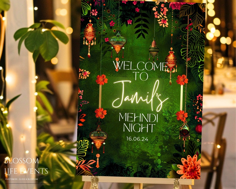 Elegant Mehendi Night Sign for Groom Mehndi Ki Raat Sign for Henna ...