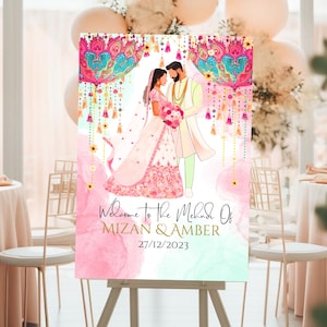 Mehndi Sign for Mehendi Party | Boy and Girl Mehndi or Sangeet Sign ...