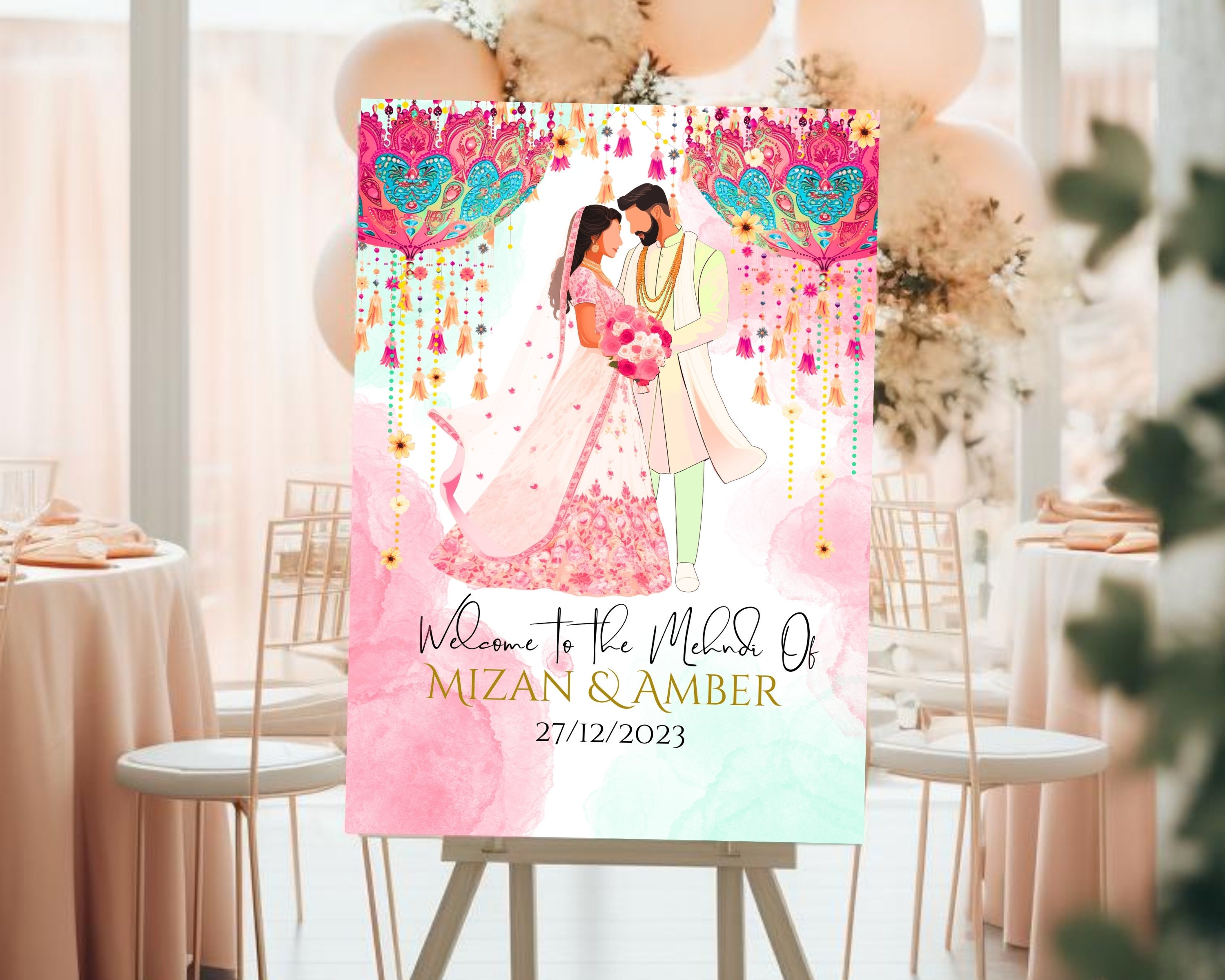 Pastel Mehndi Sign for Mehendi Party | Decor Sangeet Sign Board | for ...
