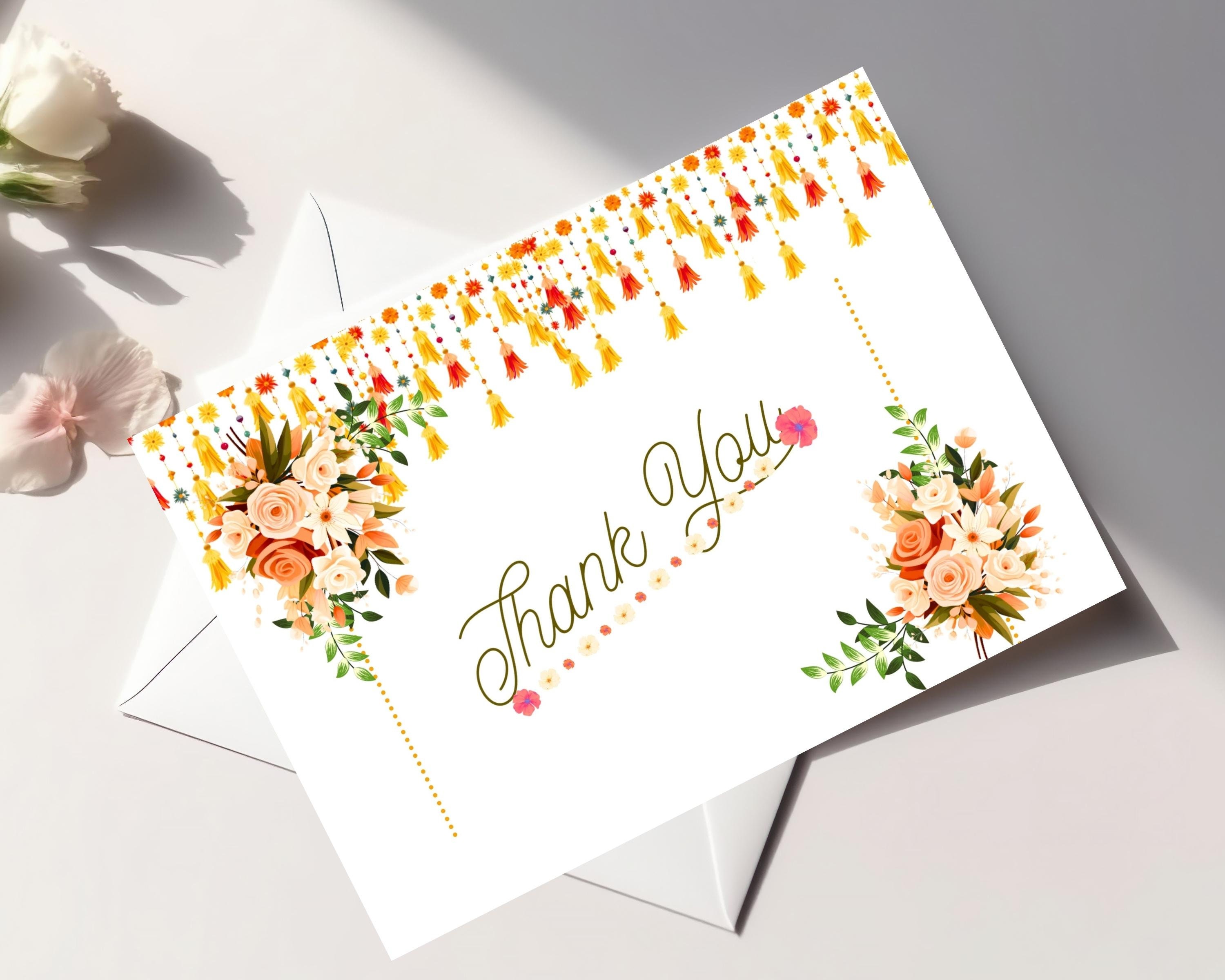 Mehndi Thank You Card Printable Sangeet Thankyou Card - Etsy