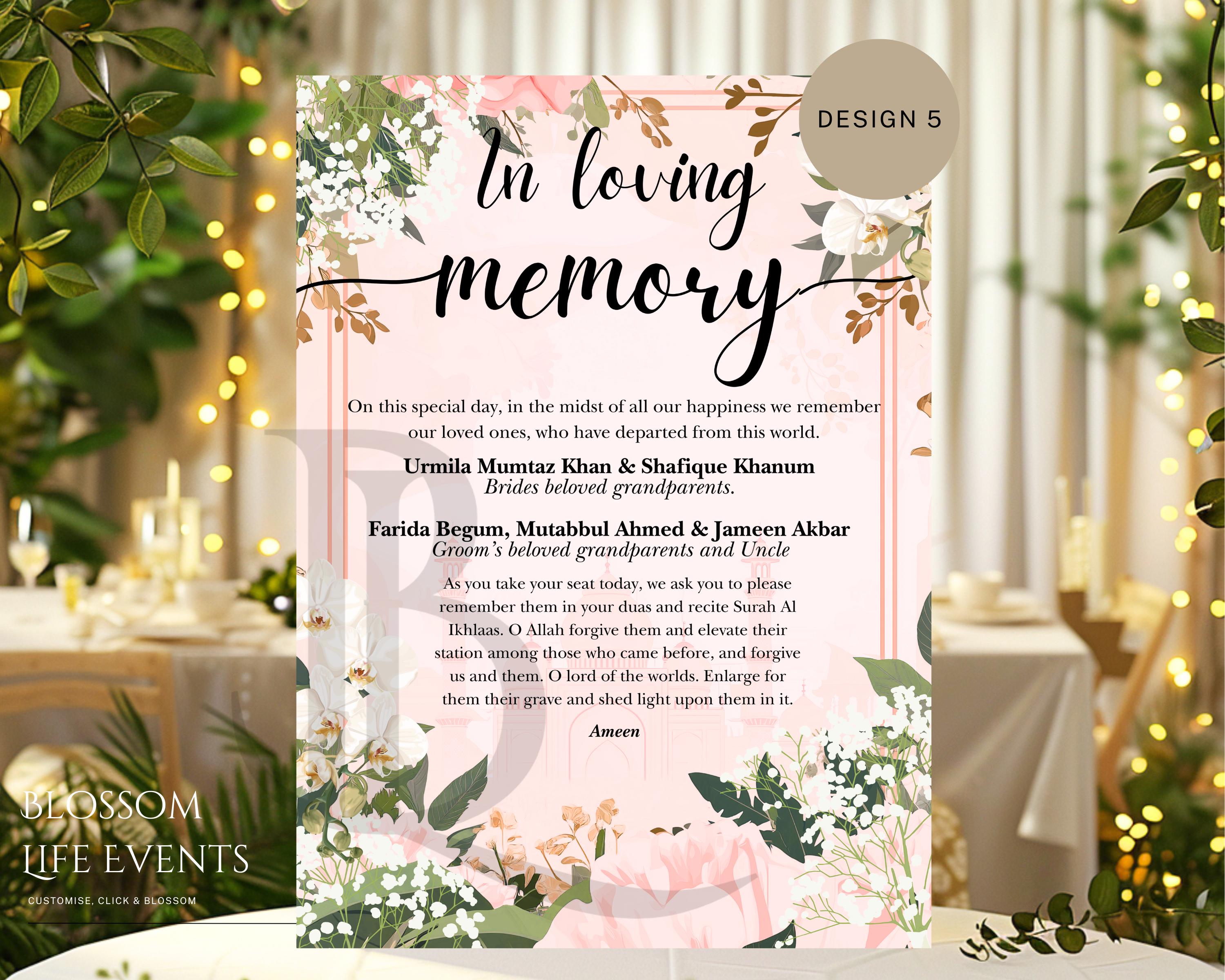 Personalised in Memory of Sign, Printable in Loving Memory Sign for ...