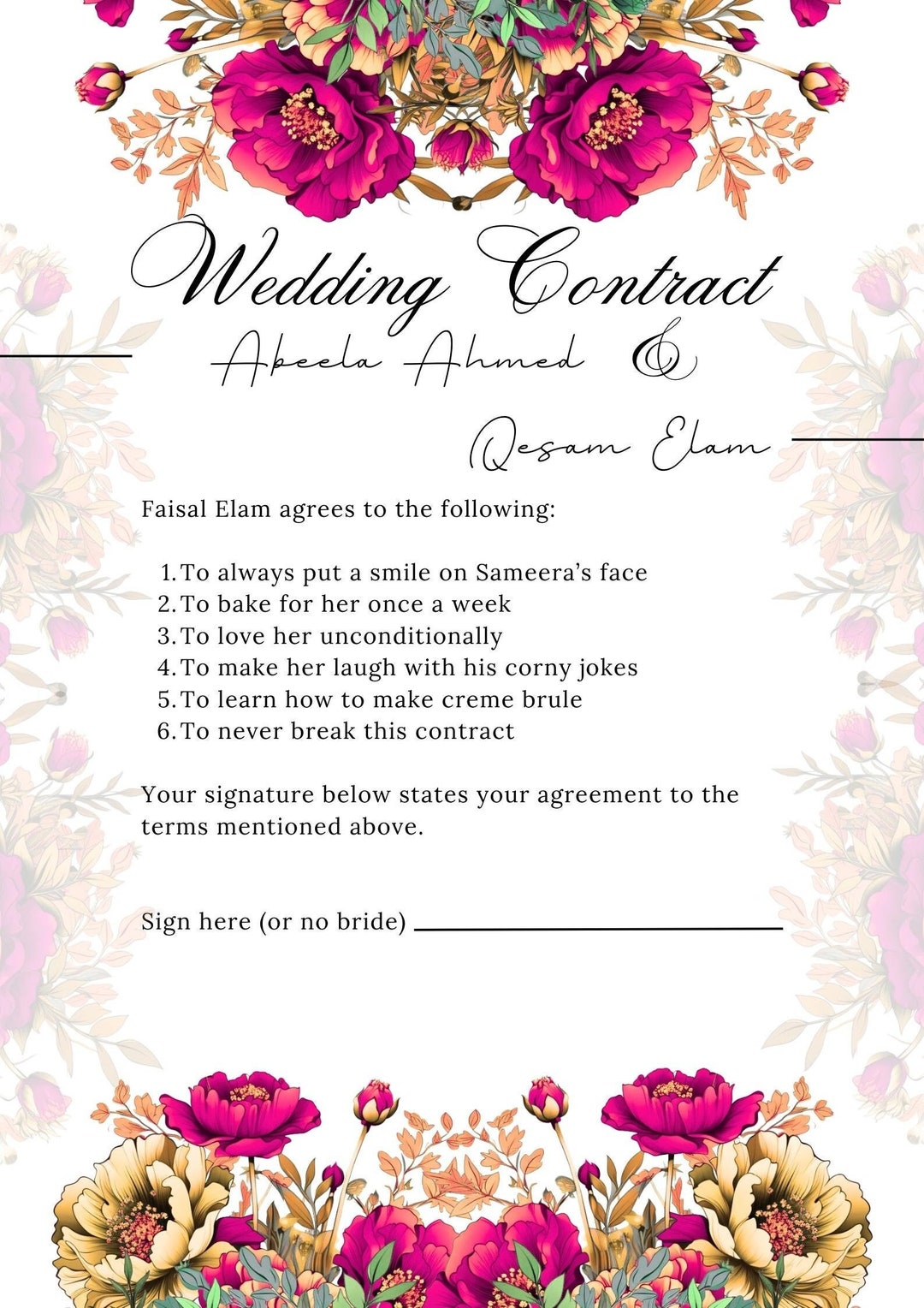 Nikkah / Nikah Contract Custom Nikkah Sign funny Wedding - Etsy