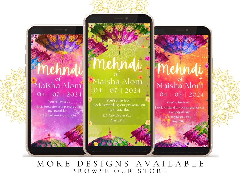 Pretty Mehndi Invite | Indian Wedding Mehendi Invitation | Haldi or ...