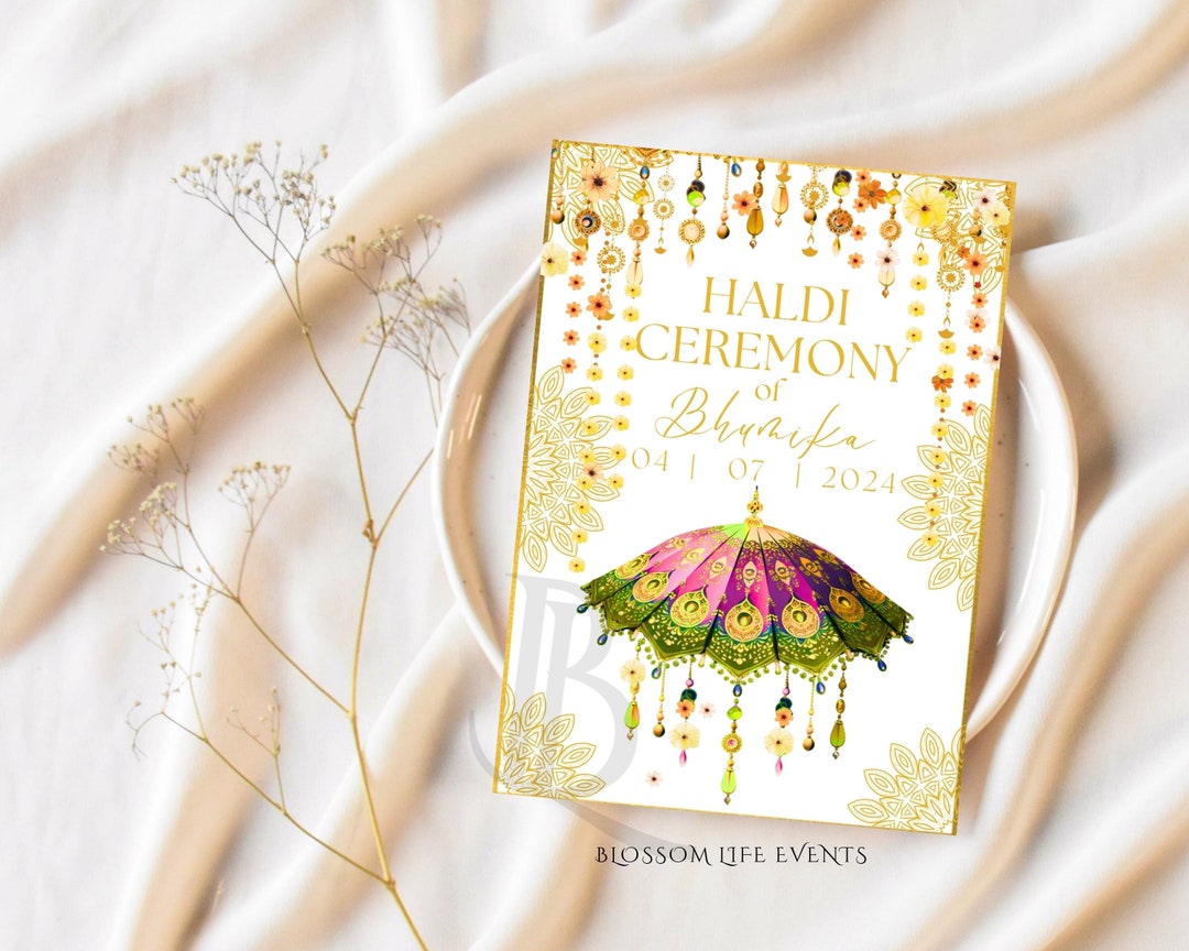 Yellow Haldi Invitation and Printable Invite | Floral Haldhi Invitation ...