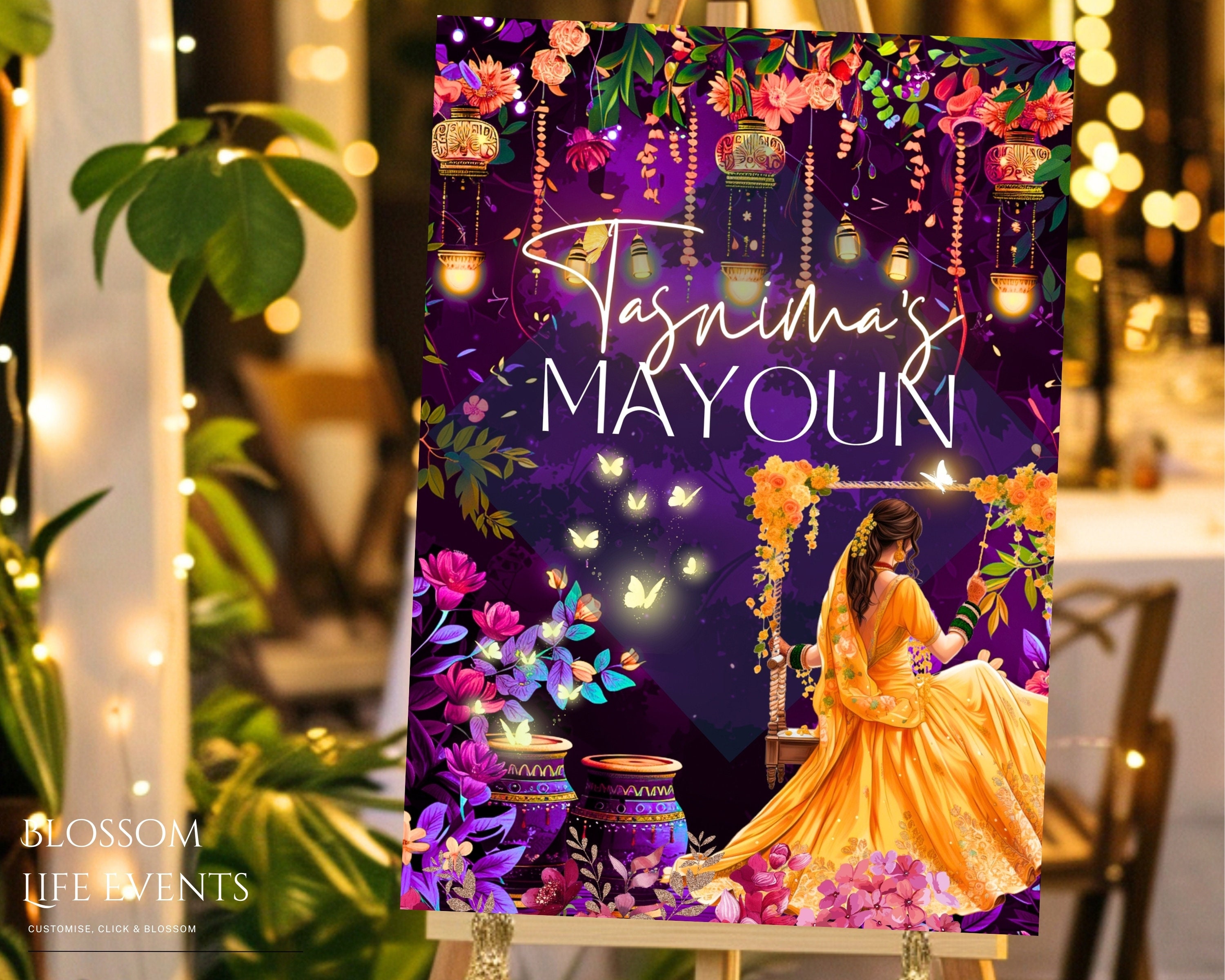 Mayoun Sign for Indian Pakistani Mayan Party | Beautiful Floral Mayoun ...