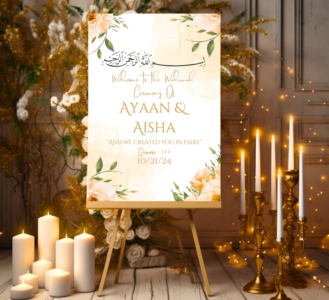 Nikkah Welcome Sign | Customizable Wedding Sign | Instant Download ...