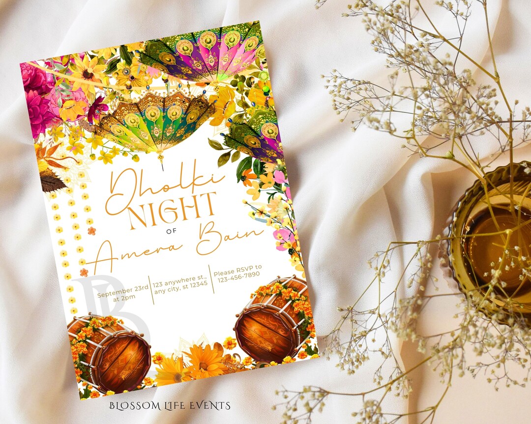 Beautiful Dholki Invite | Modern Dholki Invitation | Dholak Invitation ...